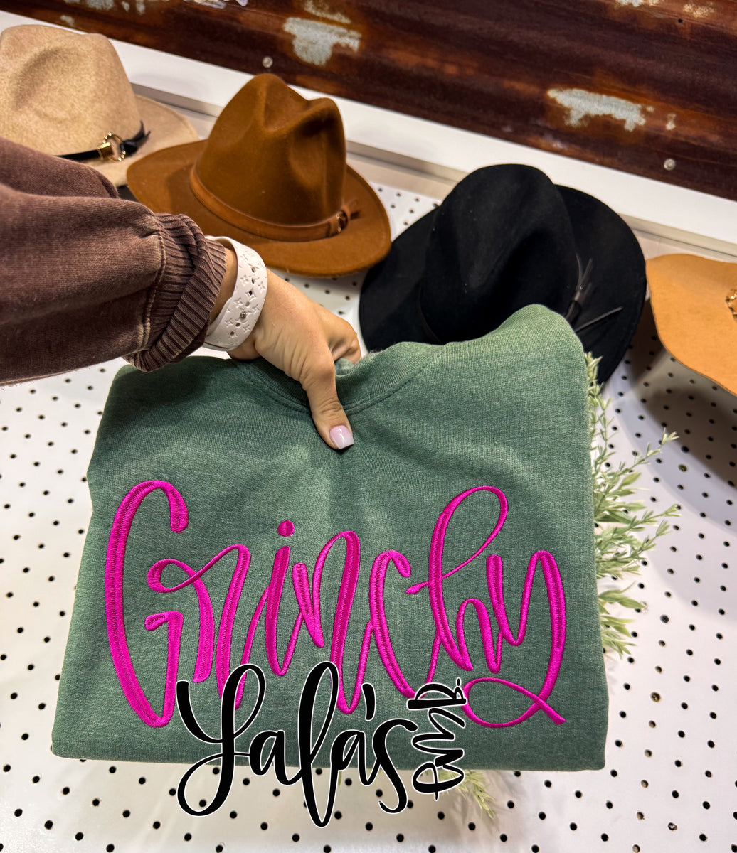 Grinchy - Hand Lettered Embroidery Design – Lalasembroiderydesigns