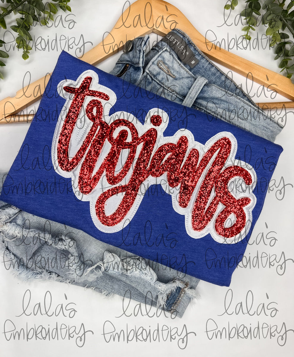 TROJANS Double Stack Applique Design – Lalasembroiderydesigns