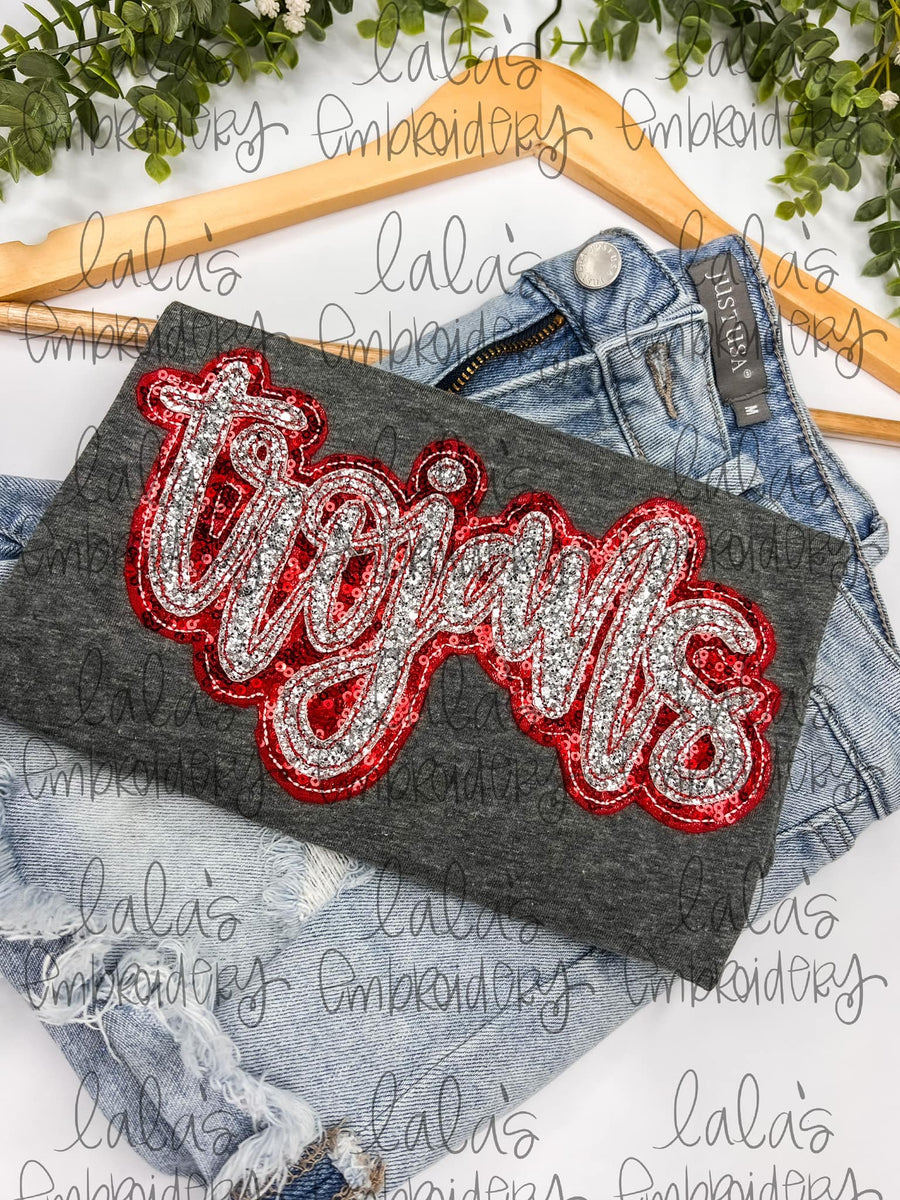 TROJANS Double Stack Applique Design – Lalasembroiderydesigns