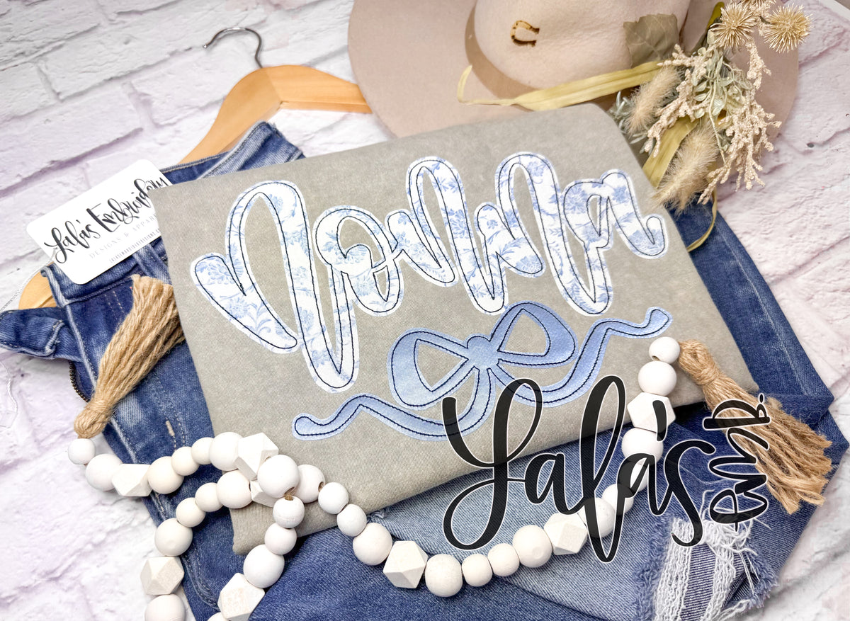 Nonna + Bow Bean Stitch Applique Design – Lalasembroiderydesigns