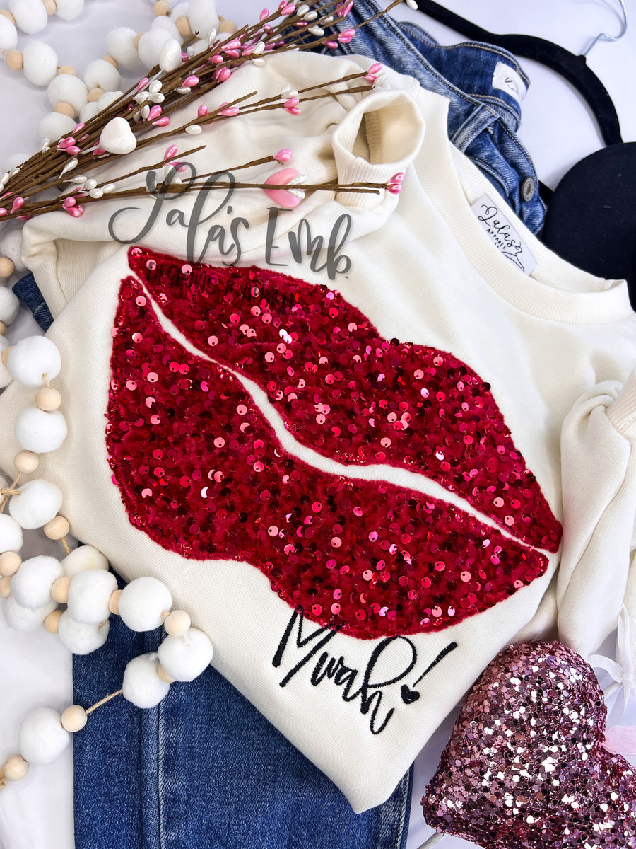 Mwah Lips Applique / Embroidery Design *Zigzag* – Lalasembroiderydesigns