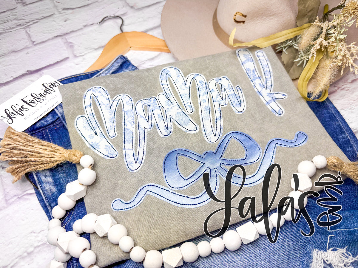 CUSTOM Nickname + Bow Bean Stitch Applique Design – Lalasembroiderydesigns