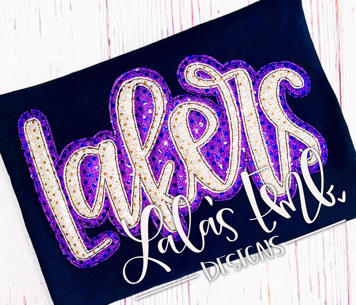 Lakers Double Stack Applique Design – Lalasembroiderydesigns