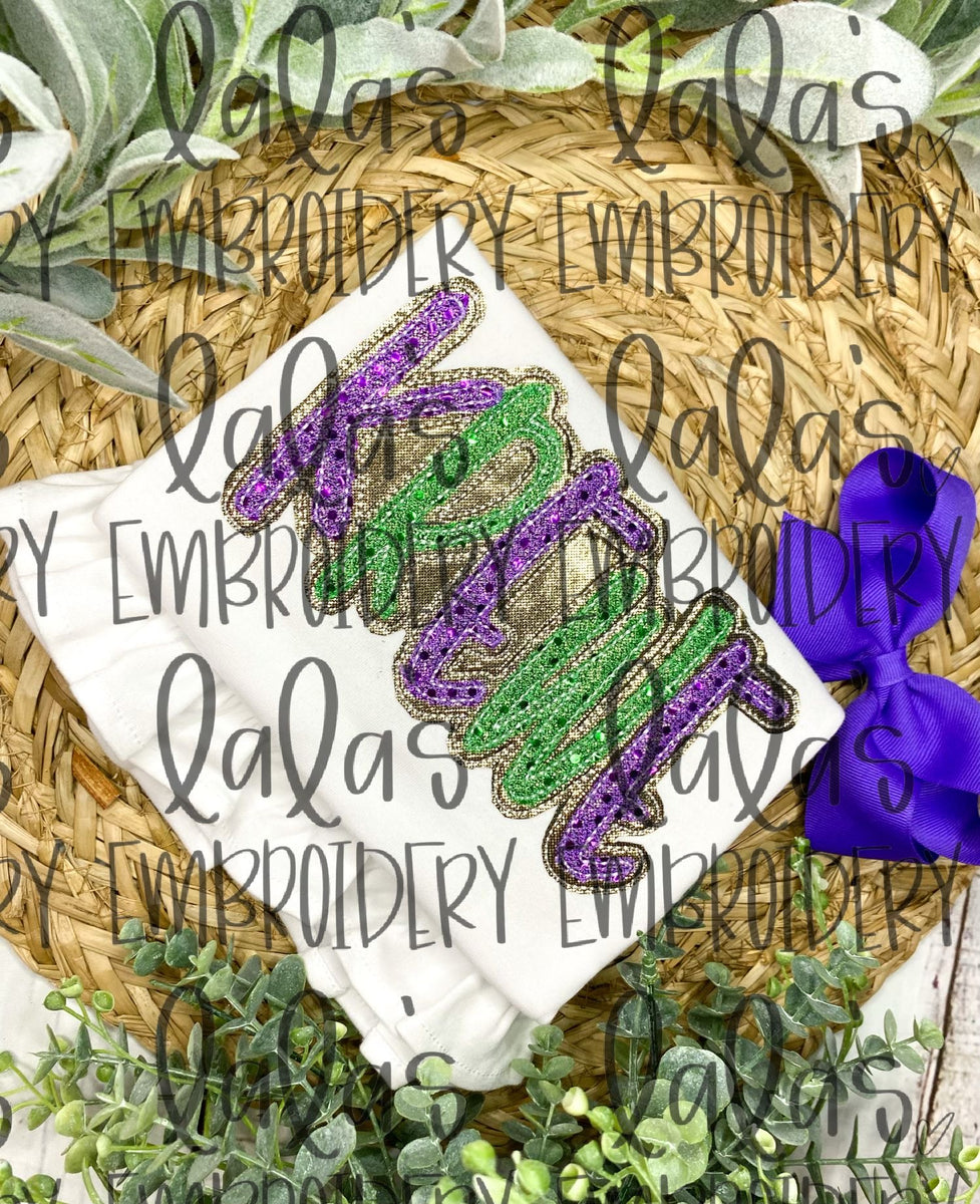 Krewe tall lettering Double Stack Applique Design – Lalasembroiderydesigns